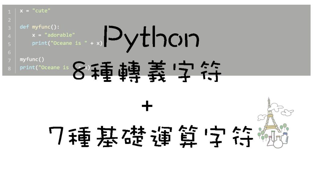 Python初學者 8種轉義字符 Escape Characters 7種基礎運算字符（ Basic Operators
